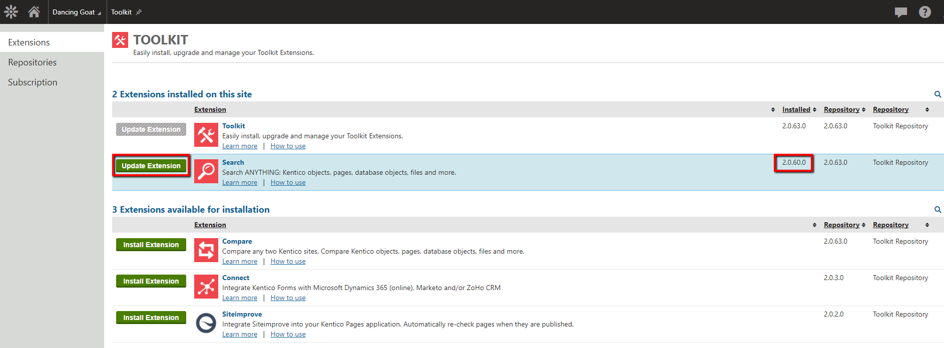 Click Update Extension | Toolkit for Kentico - Extensions to make working with Kentico easier